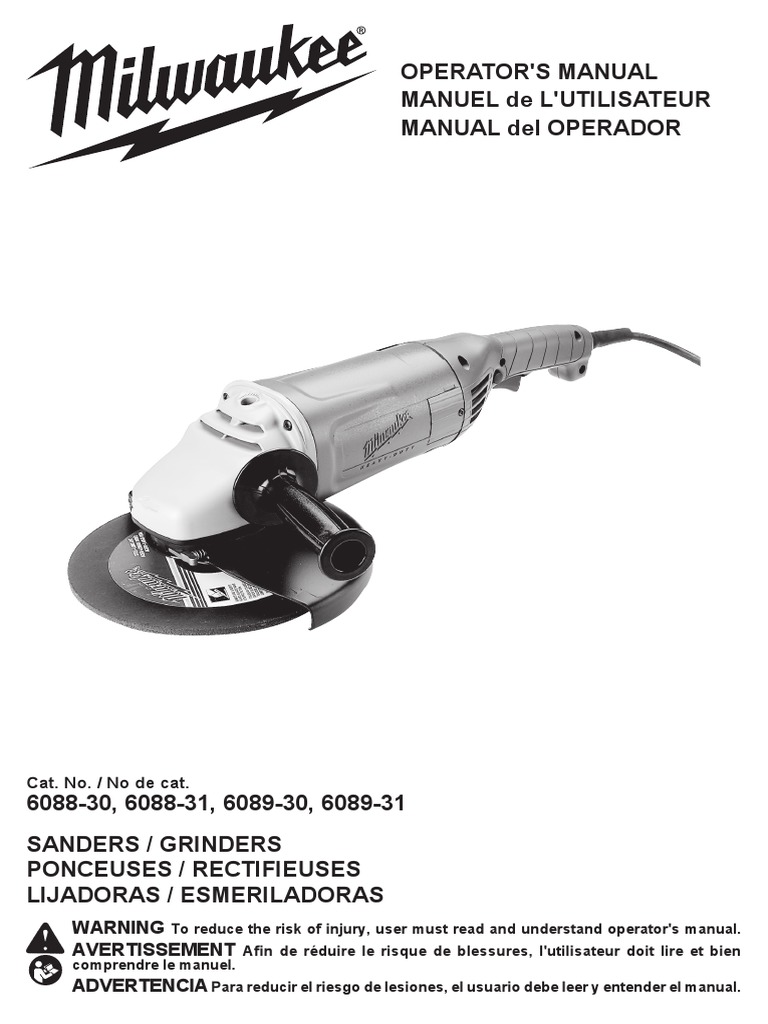 Manual Pulidora 9 Milwaukee Serial B43CD15010643 | PDF | Grinding ...