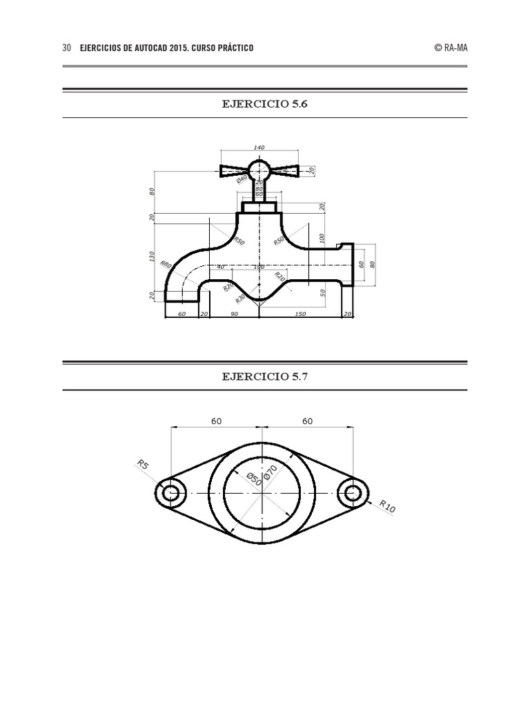 Ejercicio 5.6: Ejercicios de Autocad 2015. Curso Práctico | PDF