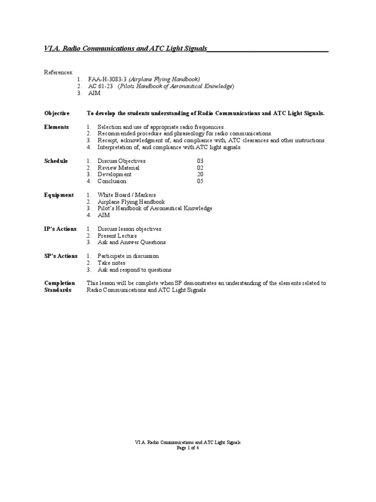 Radio Communications and ATC Light Signals | PDF | Air Traffic Control ...