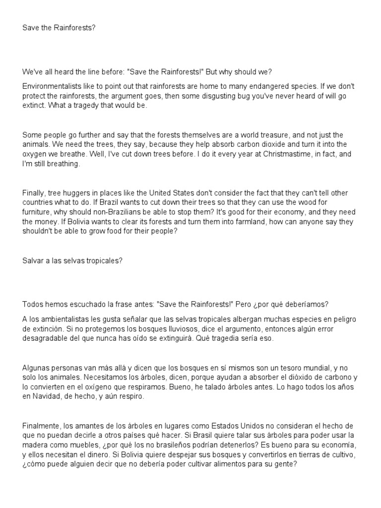 Save The Rainforests | PDF