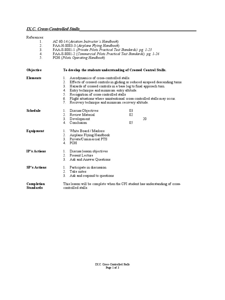 Cross - Controlled Stalls | PDF | Stall (Fluid Mechanics) | Flight ...