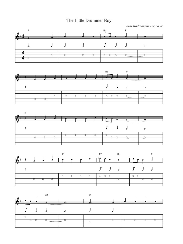 The Little Drummer Boy Guitar Tabs | PDF