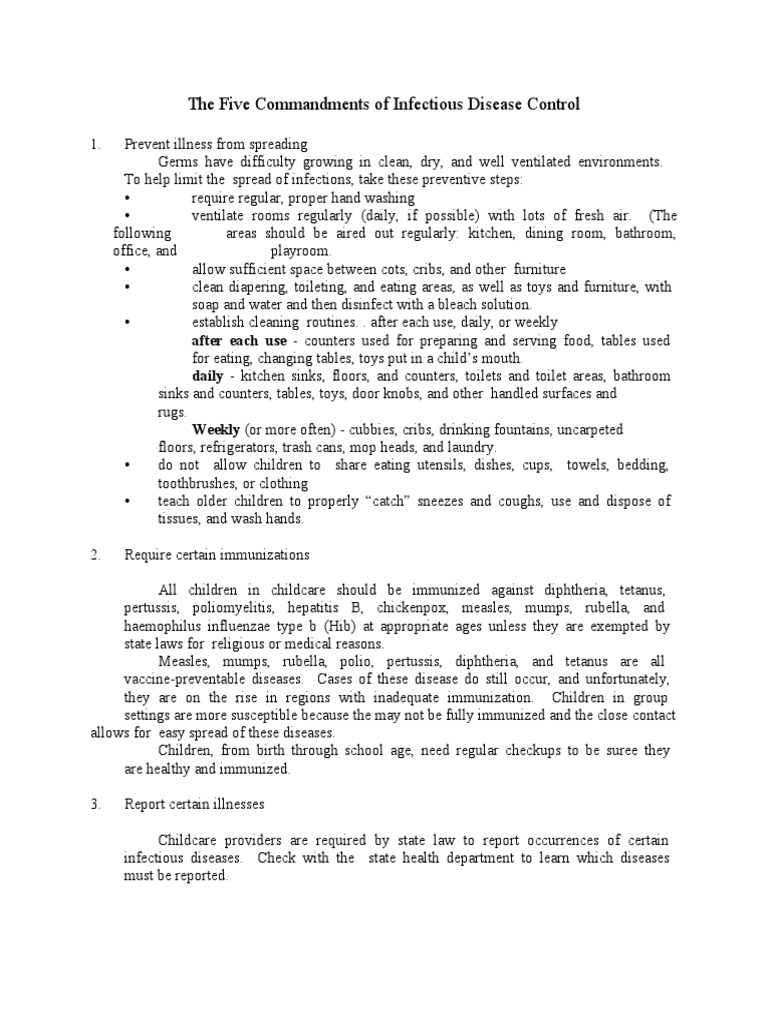 The Five Commandments of Infectious Disease Control | PDF | Infection ...