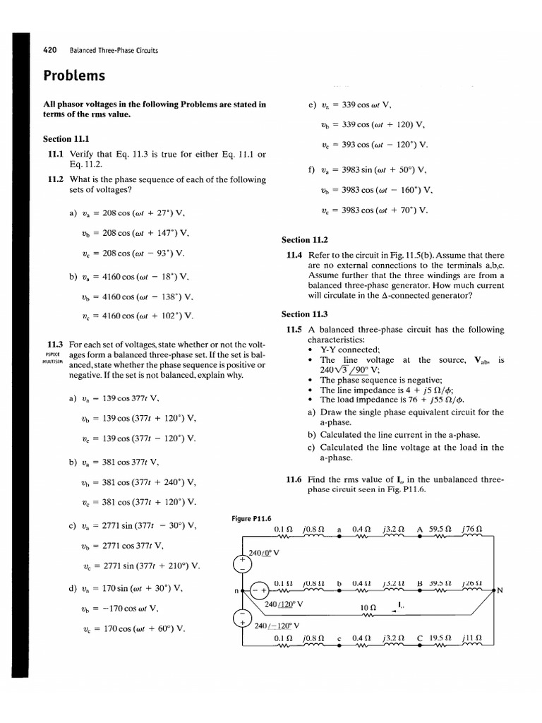 Balanced Three Phase Circuits Problems | PDF