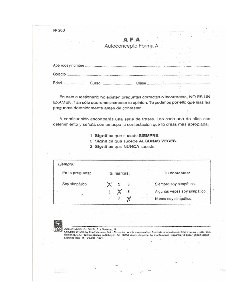 Cuadernillo Escala (AFA-Forma A) PDF | PDF