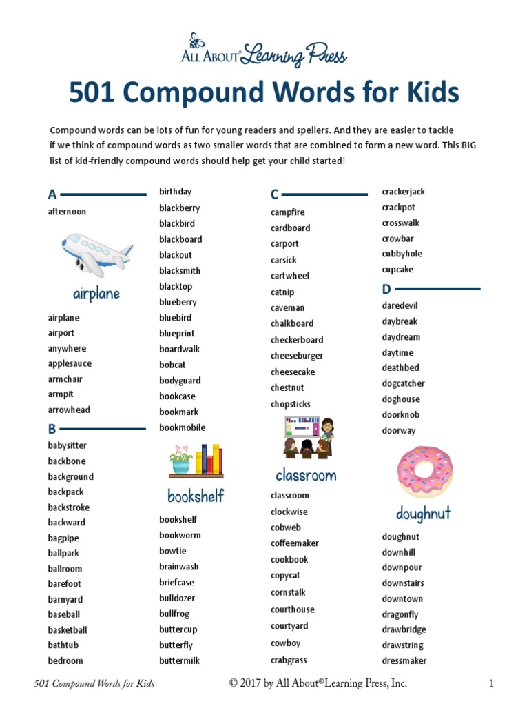 501 Compound Words For Kids: Airplane | PDF
