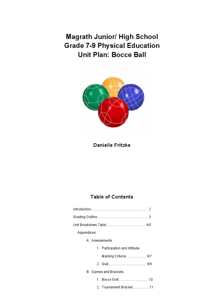 Magrath Junior/ High School Grade 7-9 Physical Education Unit Plan ...