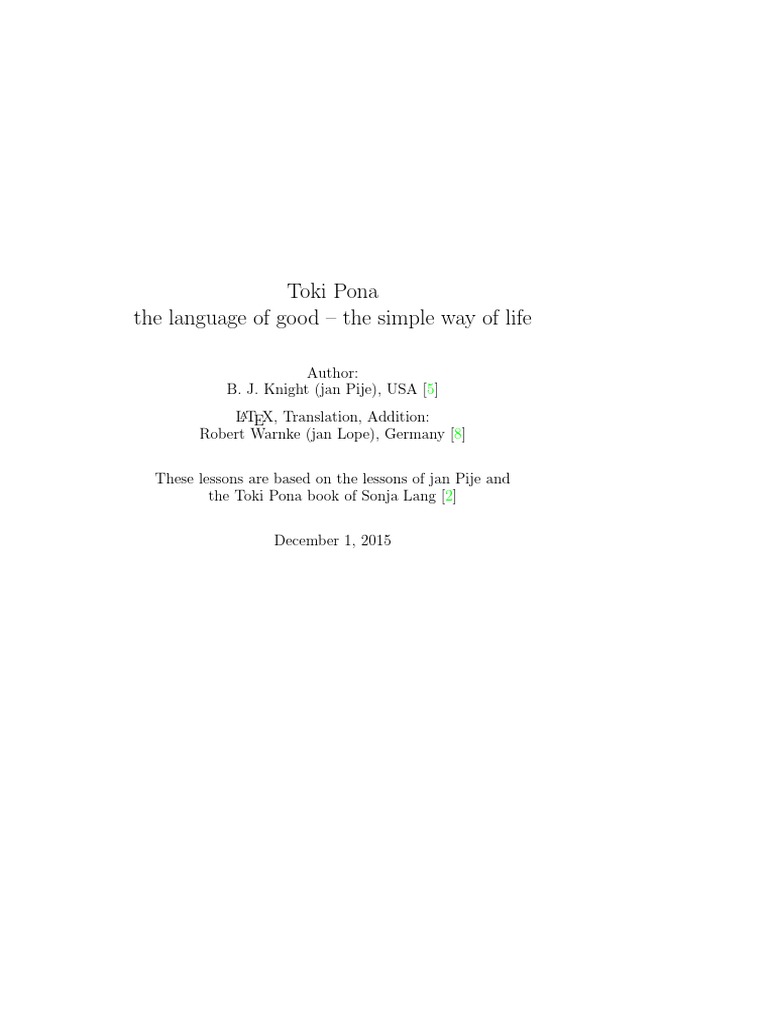 Toki Pona Lessons - en PDF | PDF | Semantic Units | Human Communication