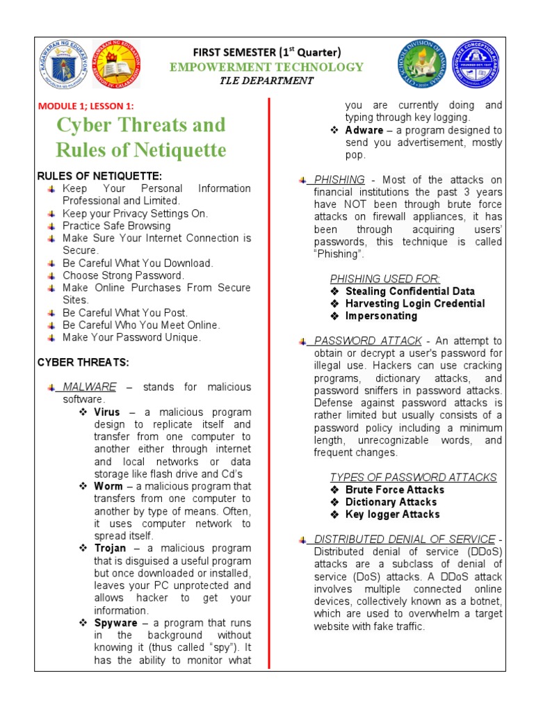 Cyber Threats and Rules of Netiquette: Empowerment Technology | PDF ...