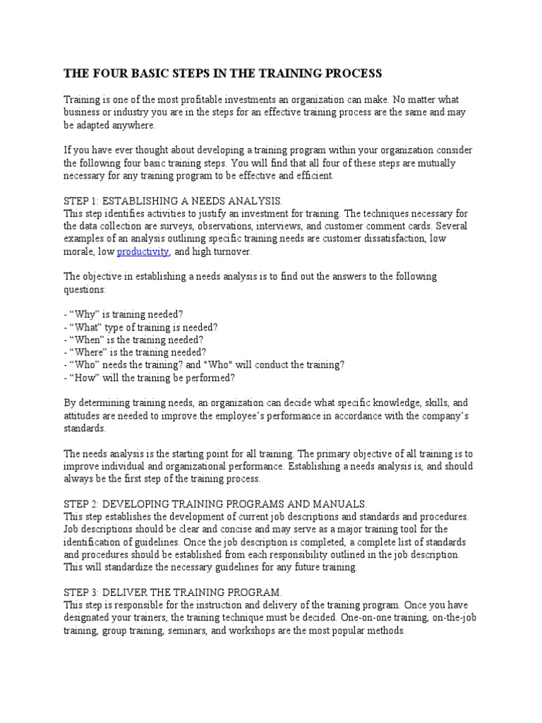 The Four Basic Steps in The Training Process | PDF | Employment ...