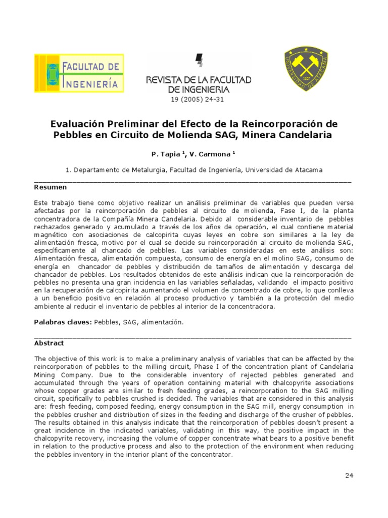Circuito Pebbles Candelaria | PDF | Molino (molienda) | Minerales