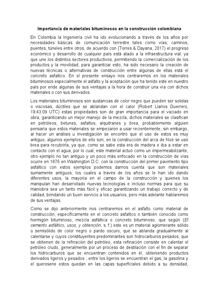 Importancia de Los Materiales Bituminosos en La Construcción | PDF ...