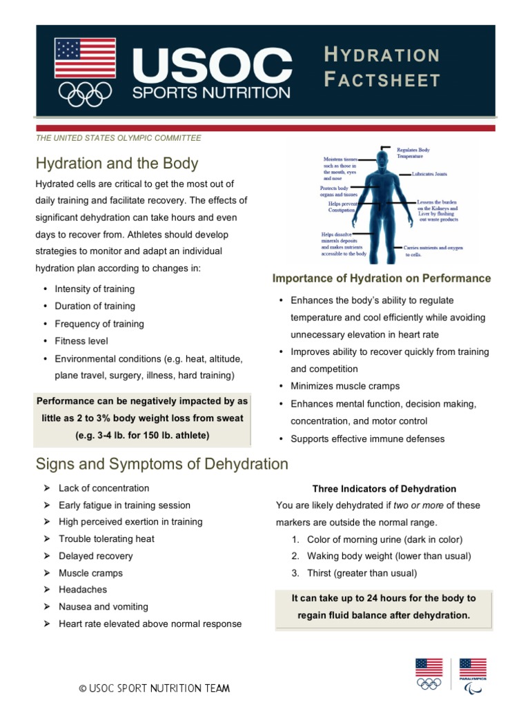 Hydration and The Body: Ydration Actsheet | PDF | Dietary Supplements ...