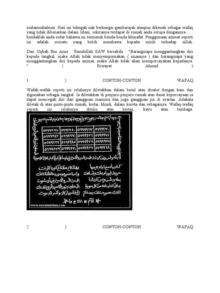 Bahaya Wafaq dan Azimat dalam Islam | PDF