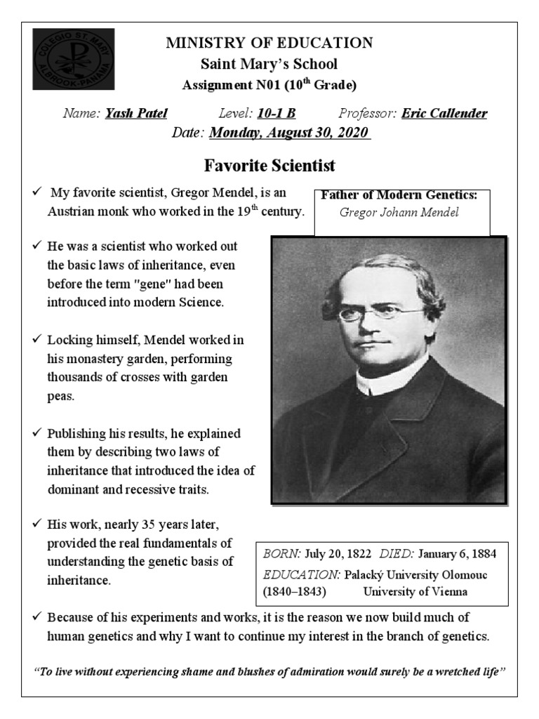 ASSIGNMENT #1 (Favorite Scientist) | PDF