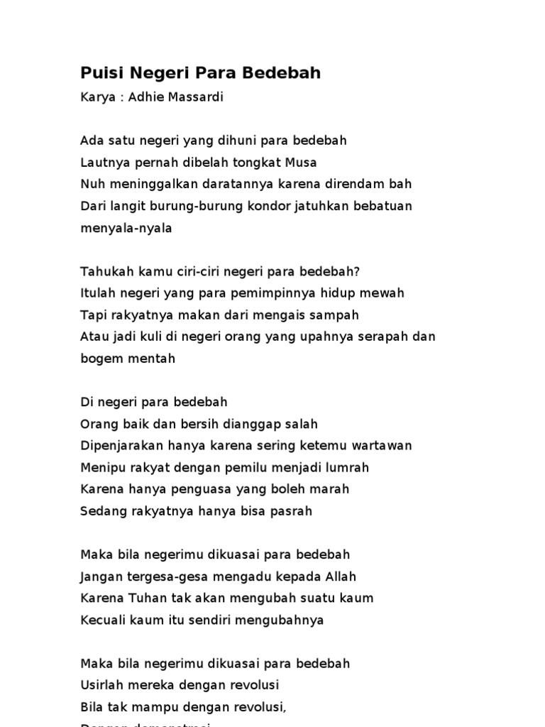 Puisi Negeri para Bedebah | PDF