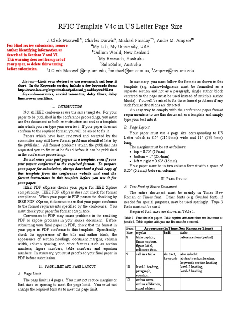RFIC Template V4c in US Letter Page Size | PDF | Page Layout | Typography