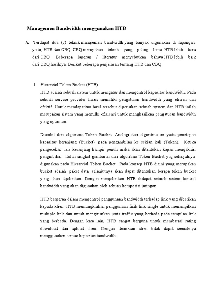 Managemen Bandwidth Menggunakan HTB | PDF
