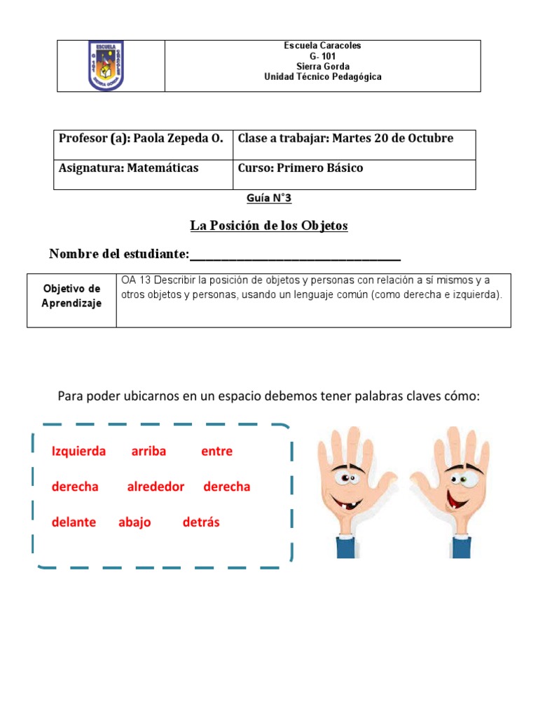 Guía N°3 Posicion de Los Objetos | PDF