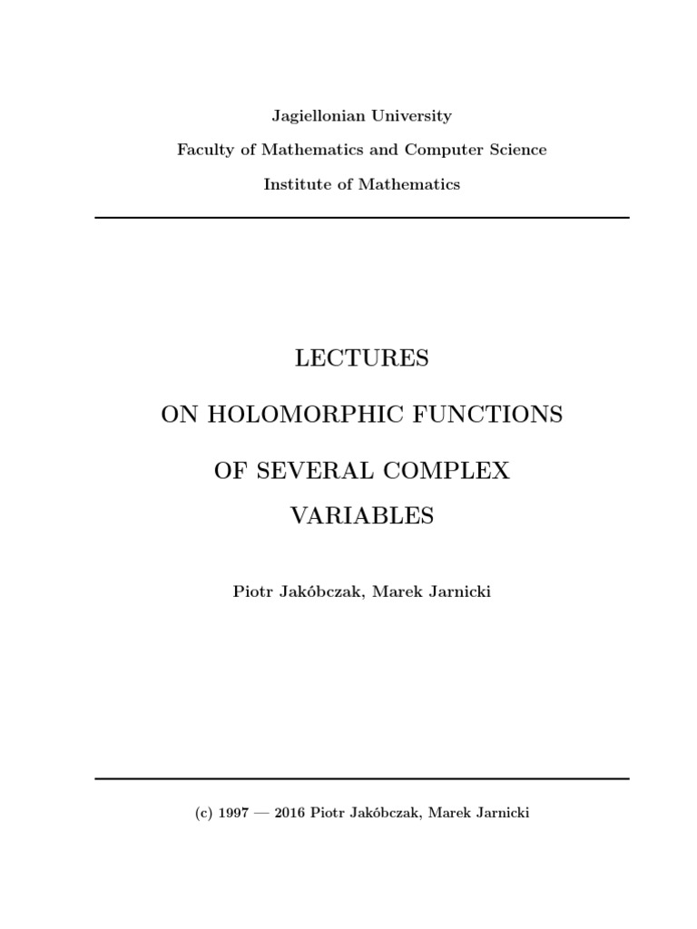 Advanced Complex Variables | PDF | Power Series | Complex Analysis