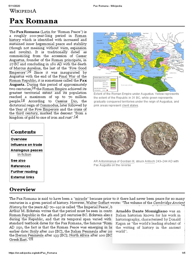 Pax Romana - Wikipedia | PDF | Ancient Europe | Roman Empire