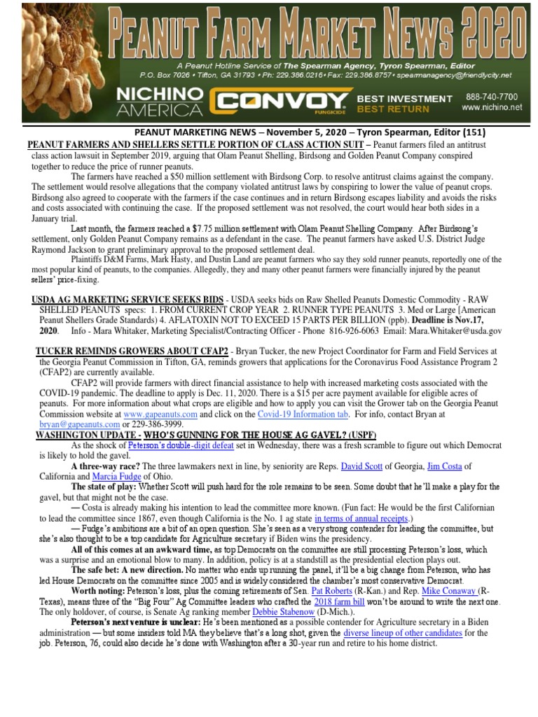 PEANUT MARKETING NEWS - November 5, 2020 - Tyron Spearman, Editor | PDF ...