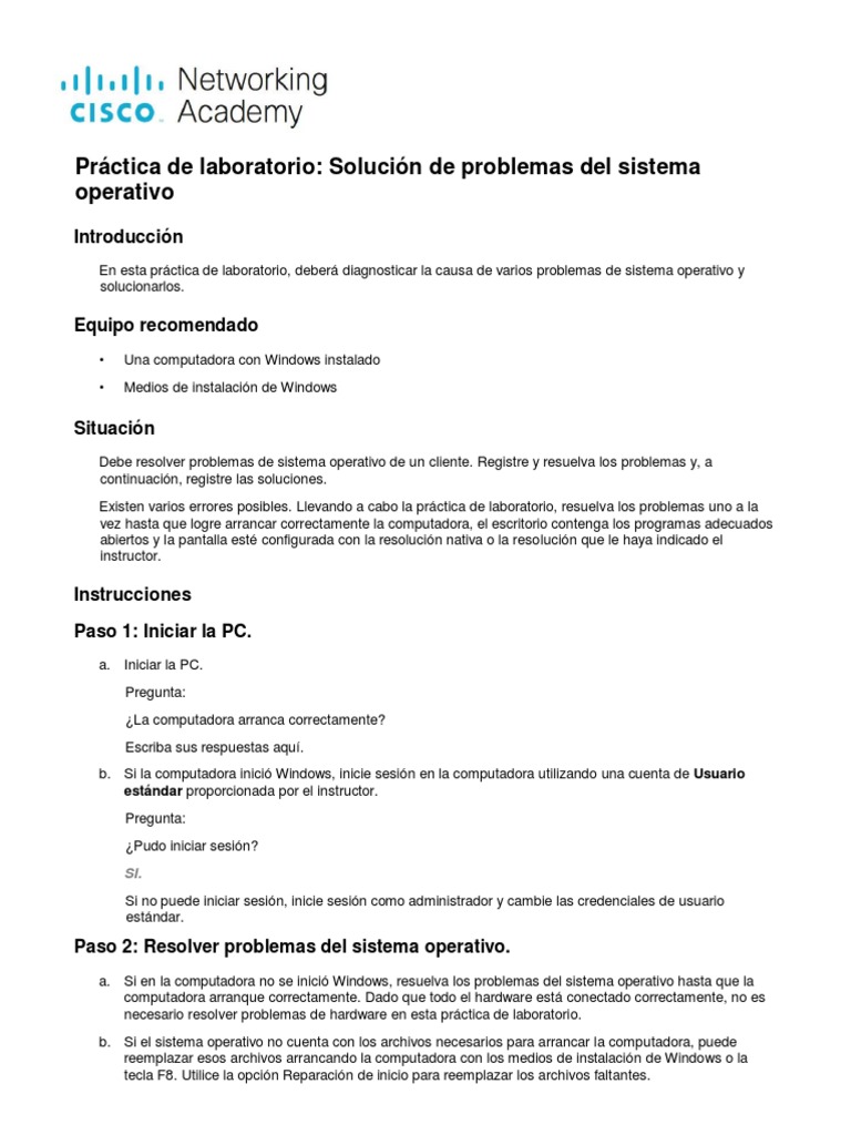 11.7.3.2 Lab - Troubleshoot Operating System Problems | PDF | Microsoft ...