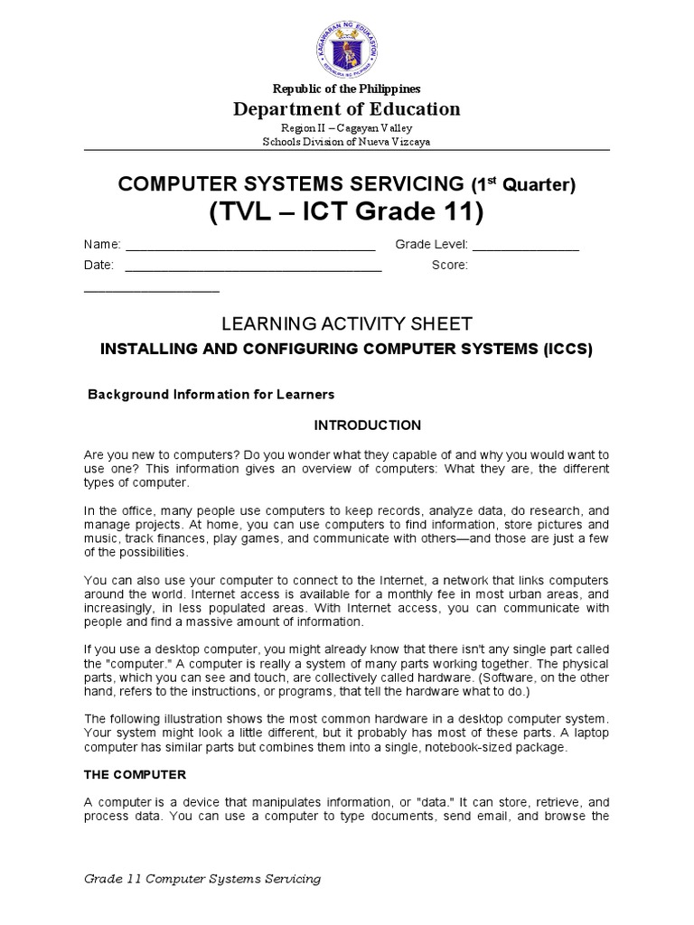 (TVL - ICT Grade 11) : Department of Education | PDF | Personal ...
