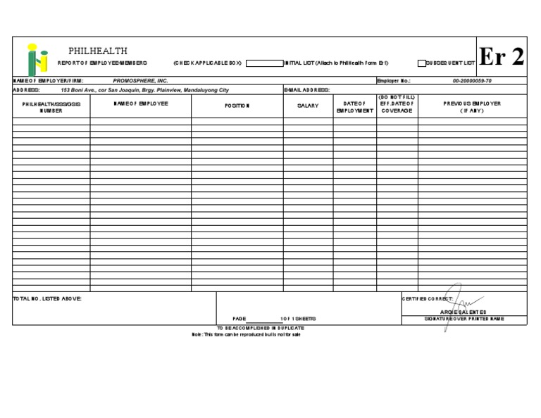 Employee PhilHealth Report | PDF