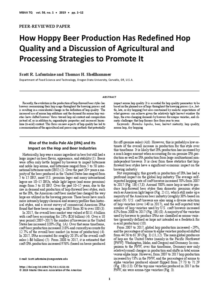 MBAA TQ 2020 Hop Research | PDF | Hops | Brewing