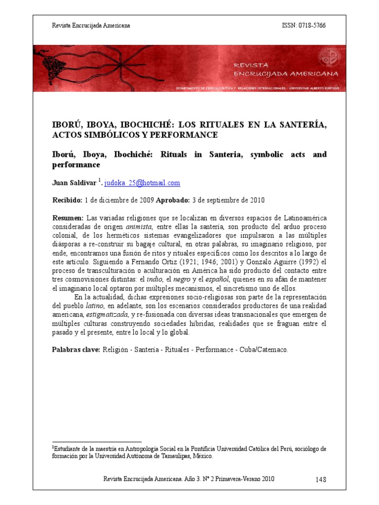 Revista Encrucijada Americana IBORU IBOY PDF | PDF | Cuba | Rituales