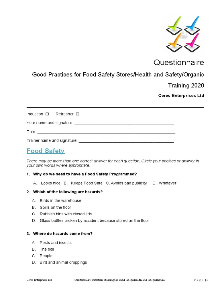 Questionnaire Induction N Refresher 2019 | PDF