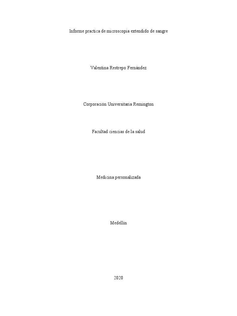 Informe Practica de Microscopia Extendido de Sangre | PDF | Leucocito ...