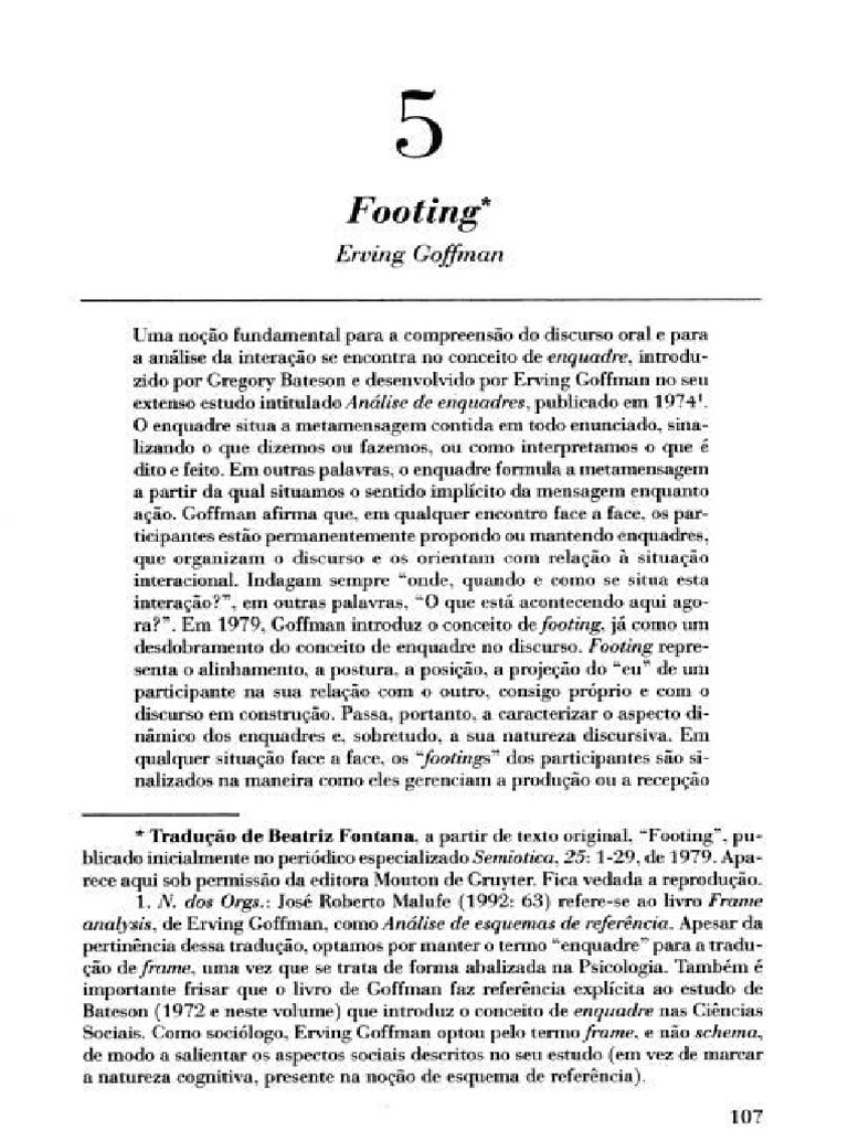 Footing - Goffman em Português | PDF | Cães | Comunicação humana