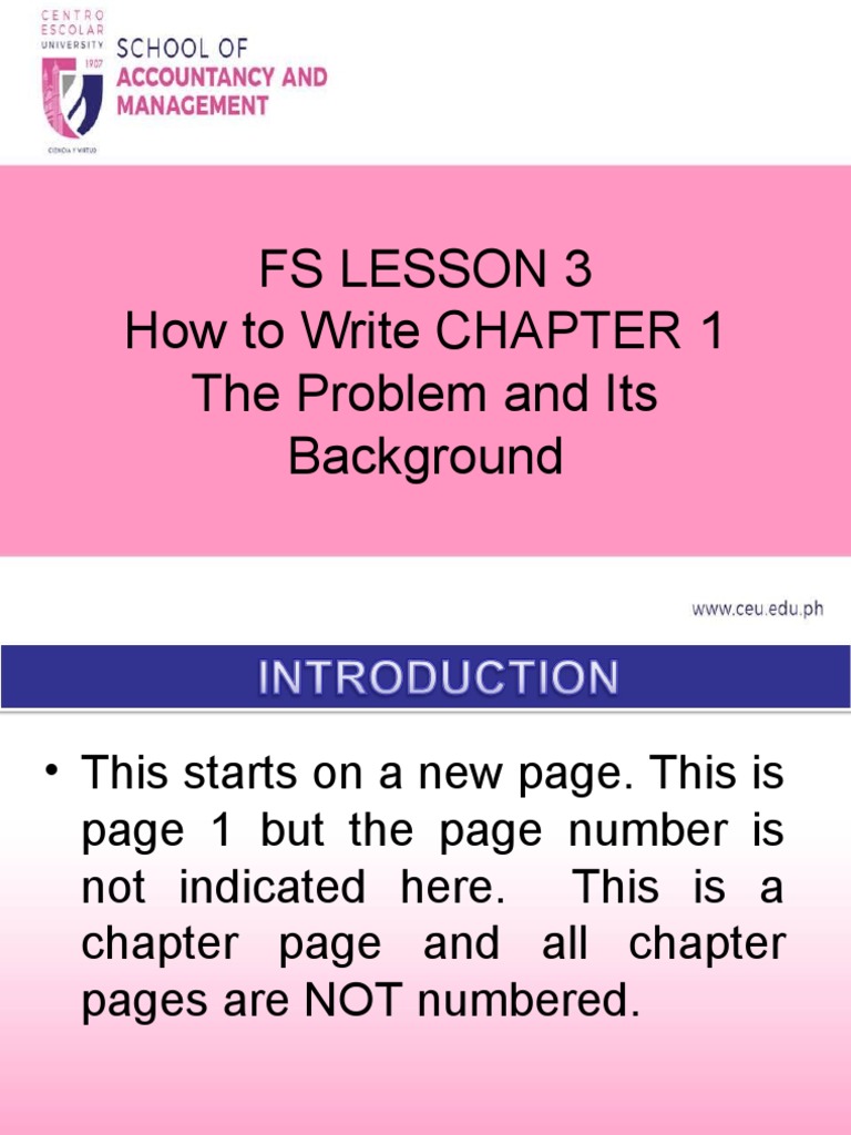 FS Lesson 3 How To Write Chapter 1 | PDF | Sampling (Statistics) | Questionnaire