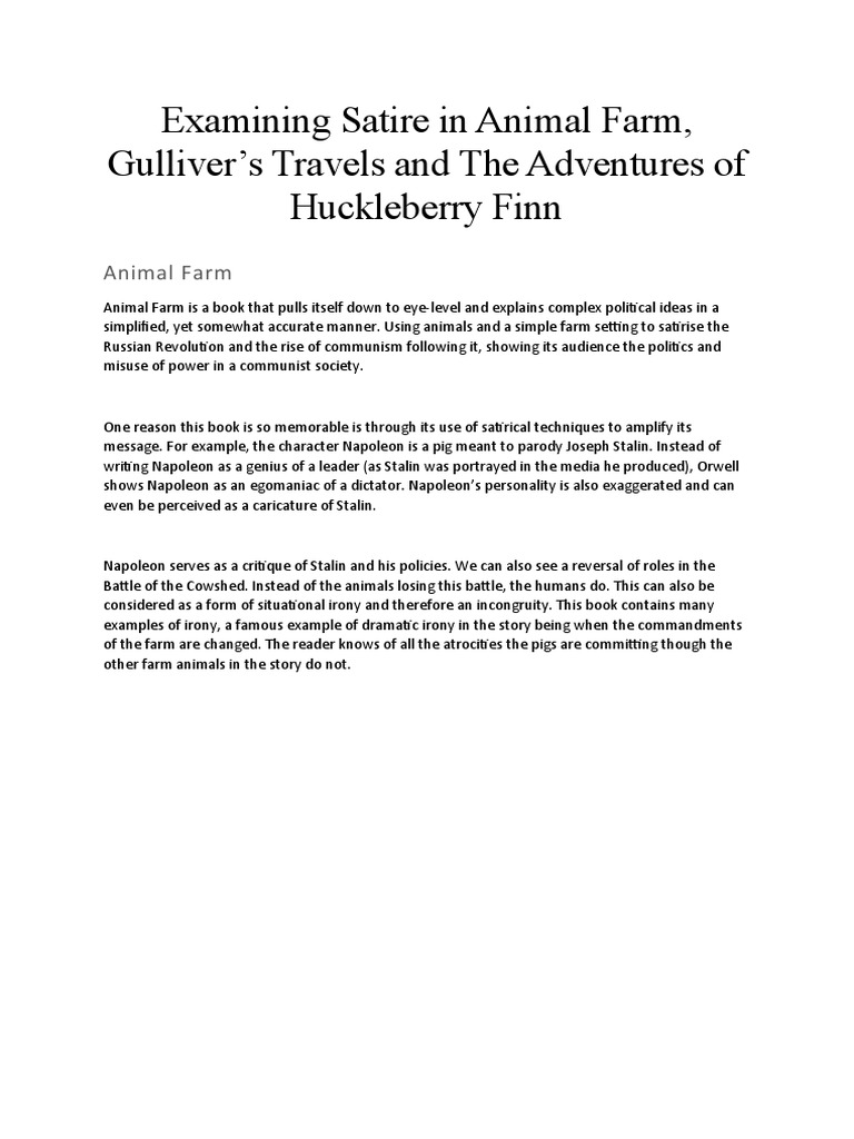 Examining Satire in Animal Farm | PDF | Gulliver's Travels | Satire