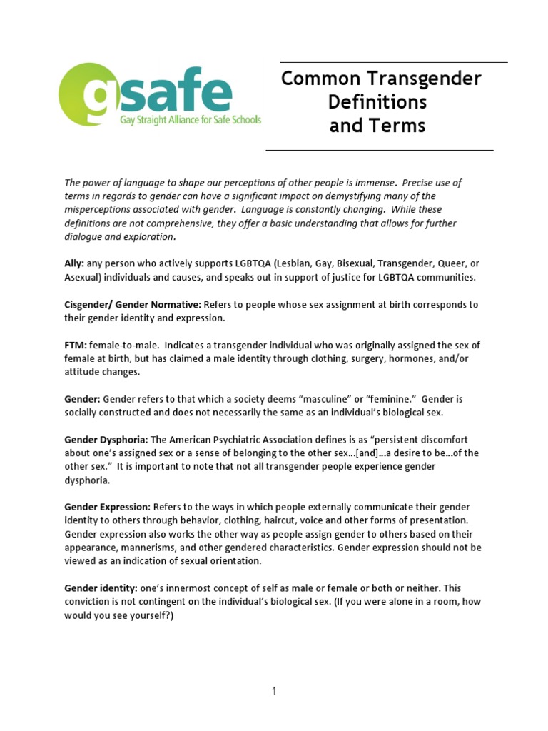 Common Transgender Definitions and Terms | PDF | Gender | Gender Studies