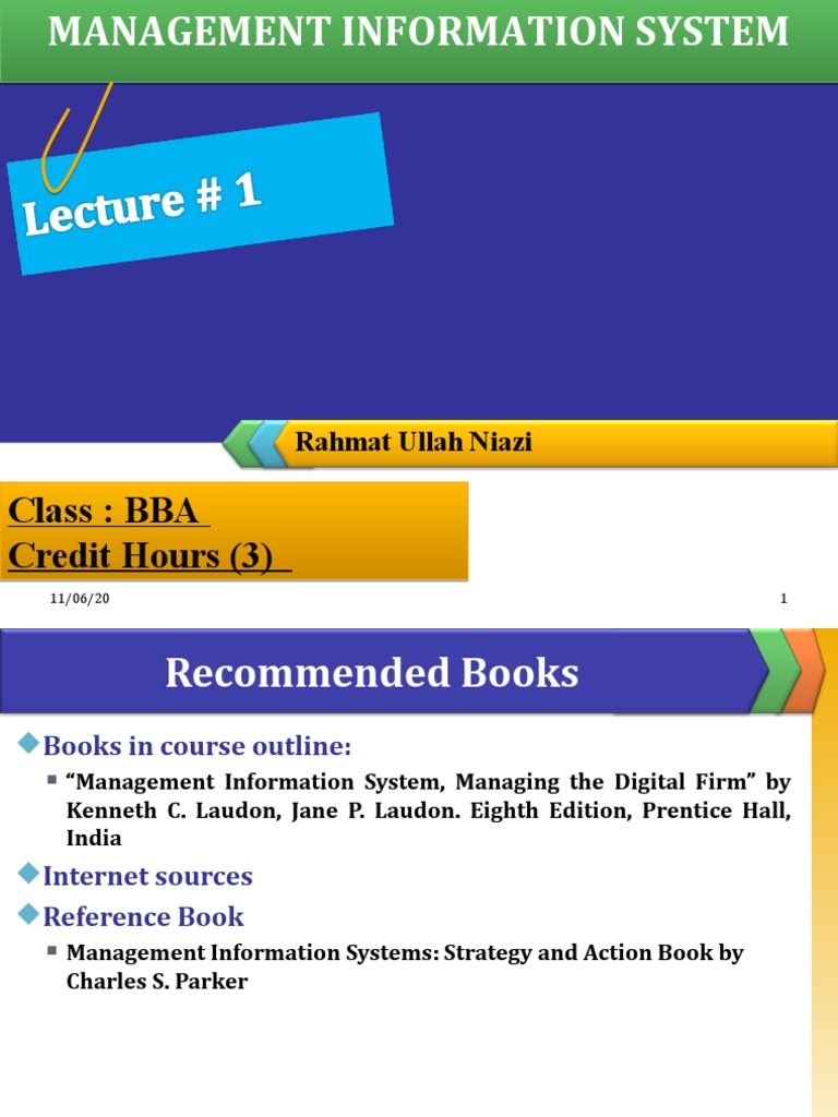 Mis (Lecture 01) | PDF | Management Information System | Business Process
