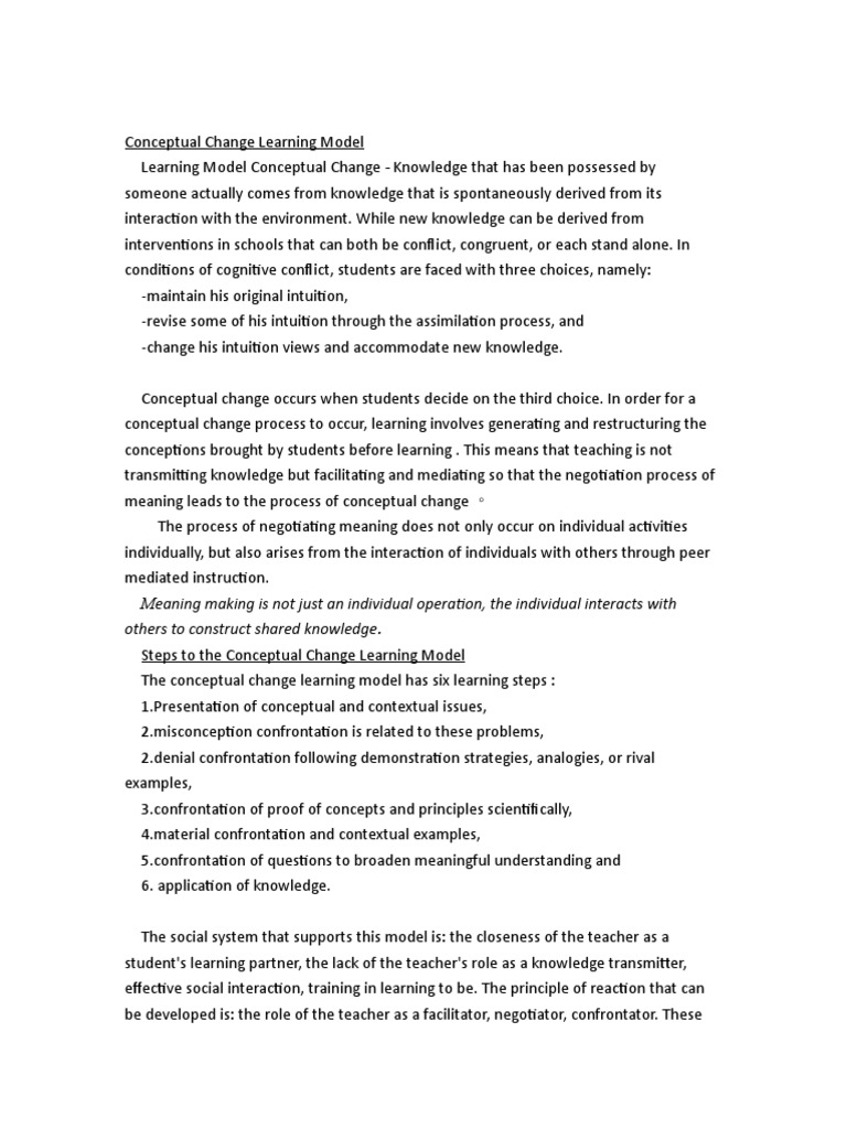 Conceptual Change Learning Model | Download Free PDF | Teachers | Learning