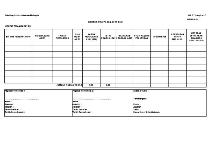 Borang Pelupusan KEW PA-21 | PDF