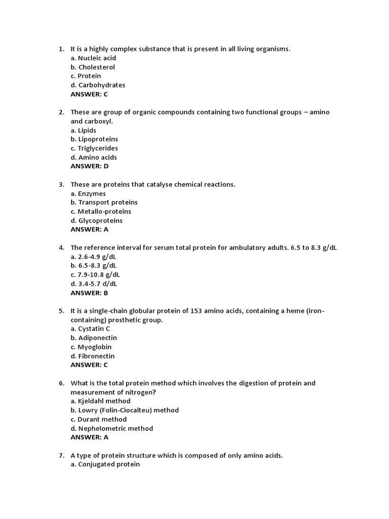 Proteins Answers | PDF