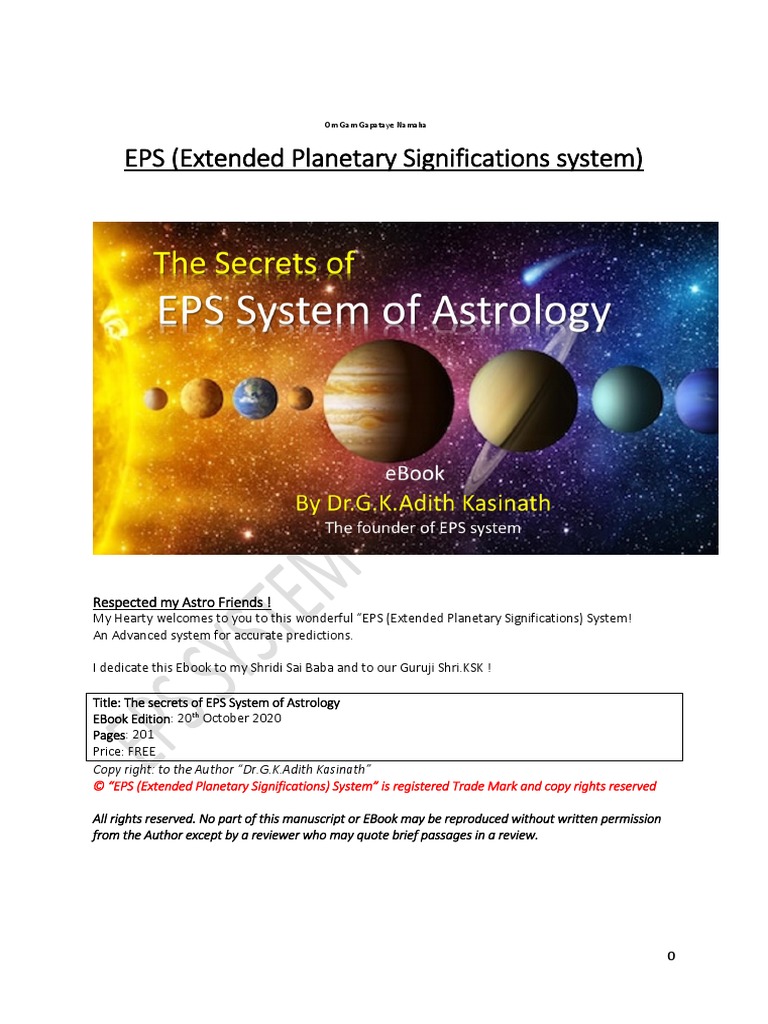 The Secrets of EPS System of Astrology | PDF | Astrology | Esoteric ...