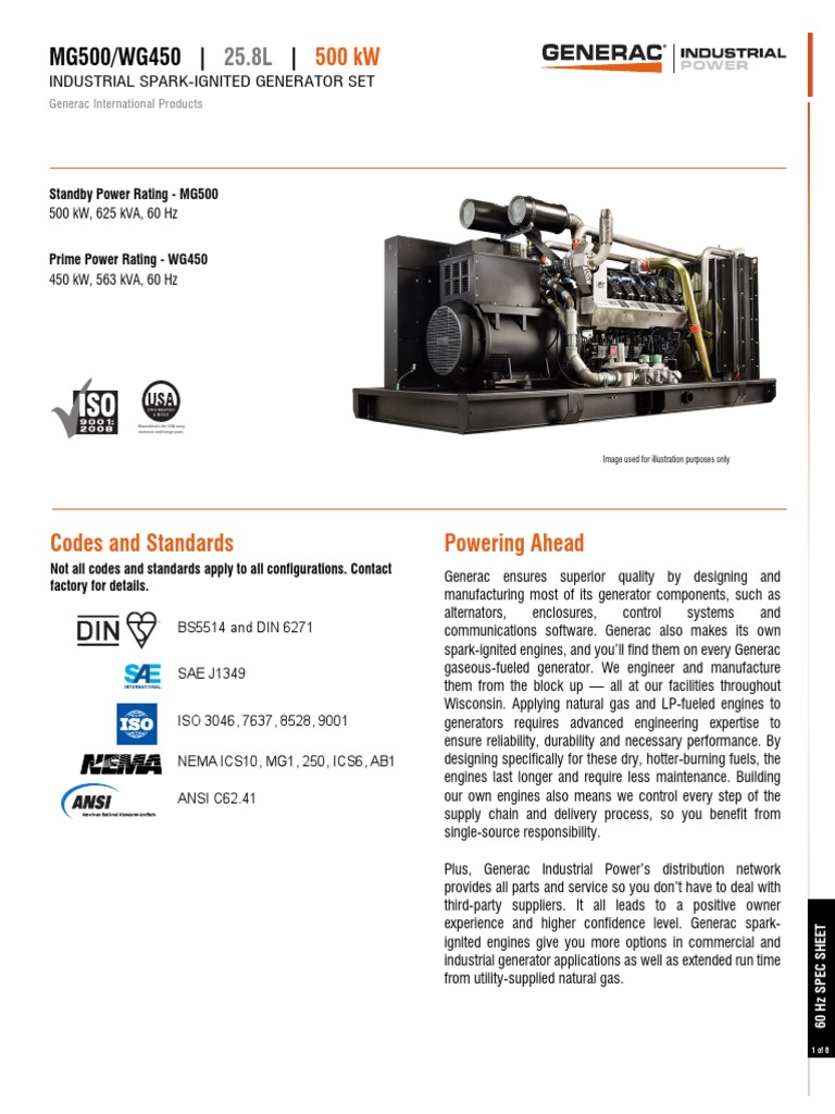 MG500/WG450 - : Standby Power Rating - MG500 | PDF | Internal ...