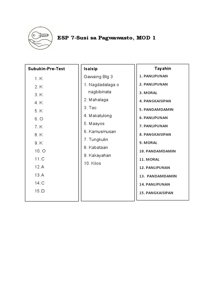 Esp 7-Answer Key | PDF