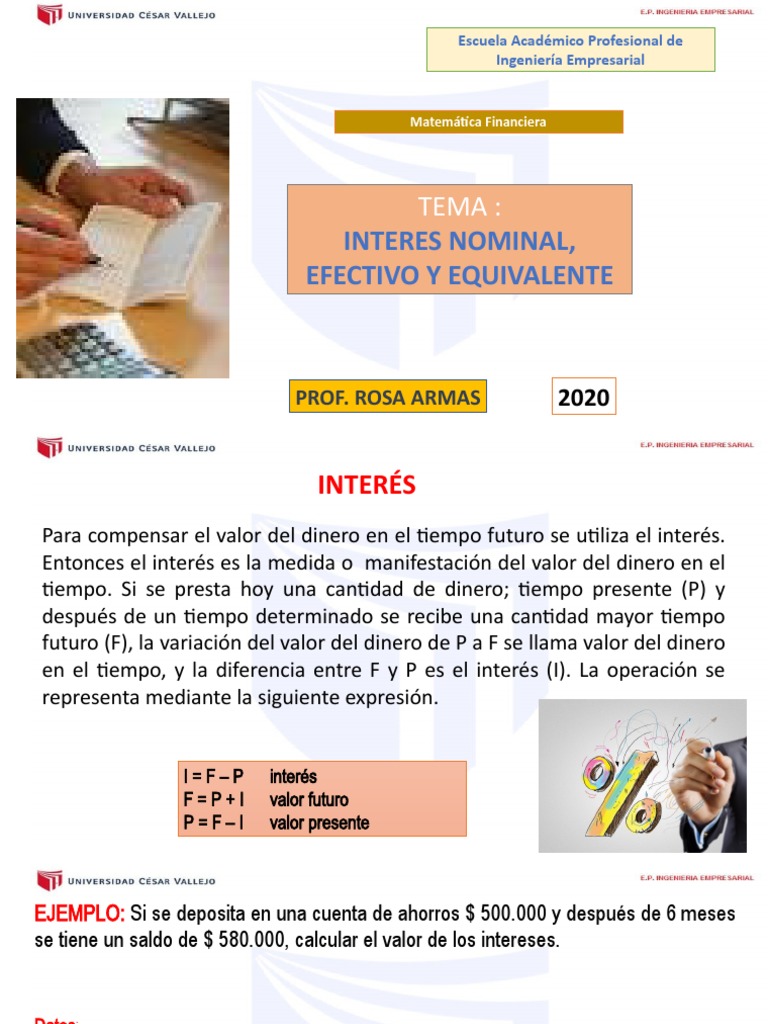 Tasa de Interes Nominal, Efectiva y Equivalente | PDF | Tasas de ...