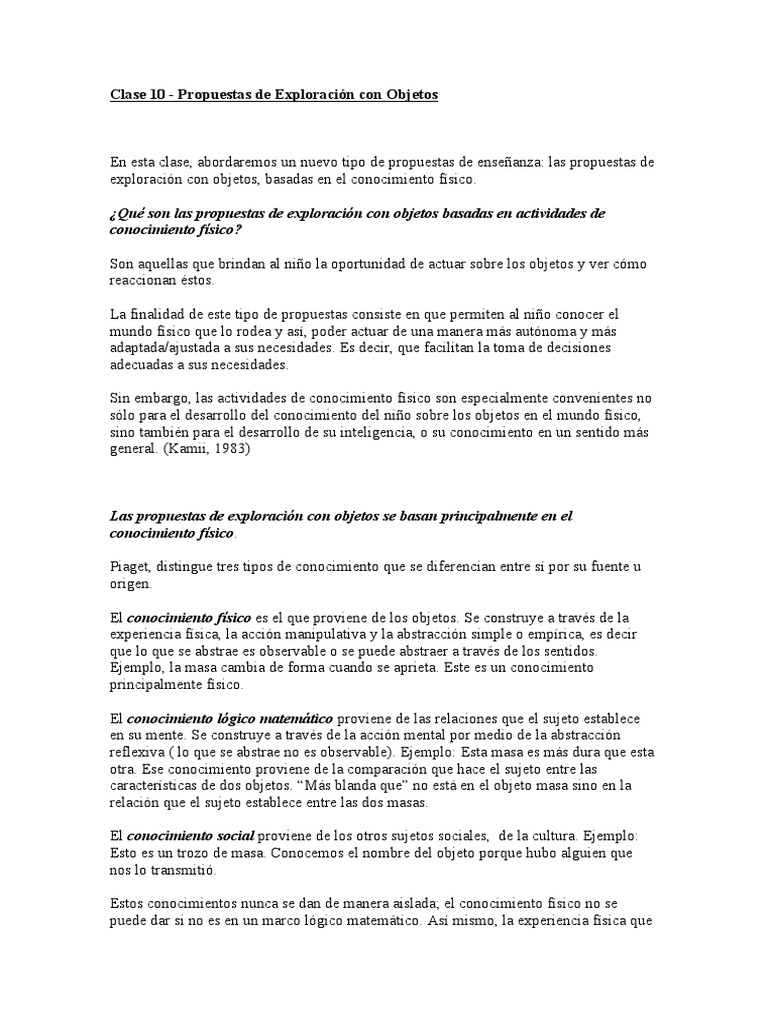 Clase - Exploracion de Objetos | PDF | Conocimiento | Cognición