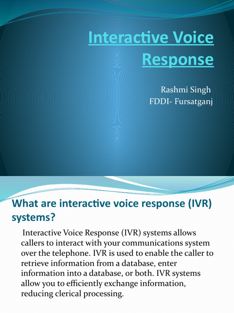 Understanding Interactive Voice Response Systems | PDF | Network ...