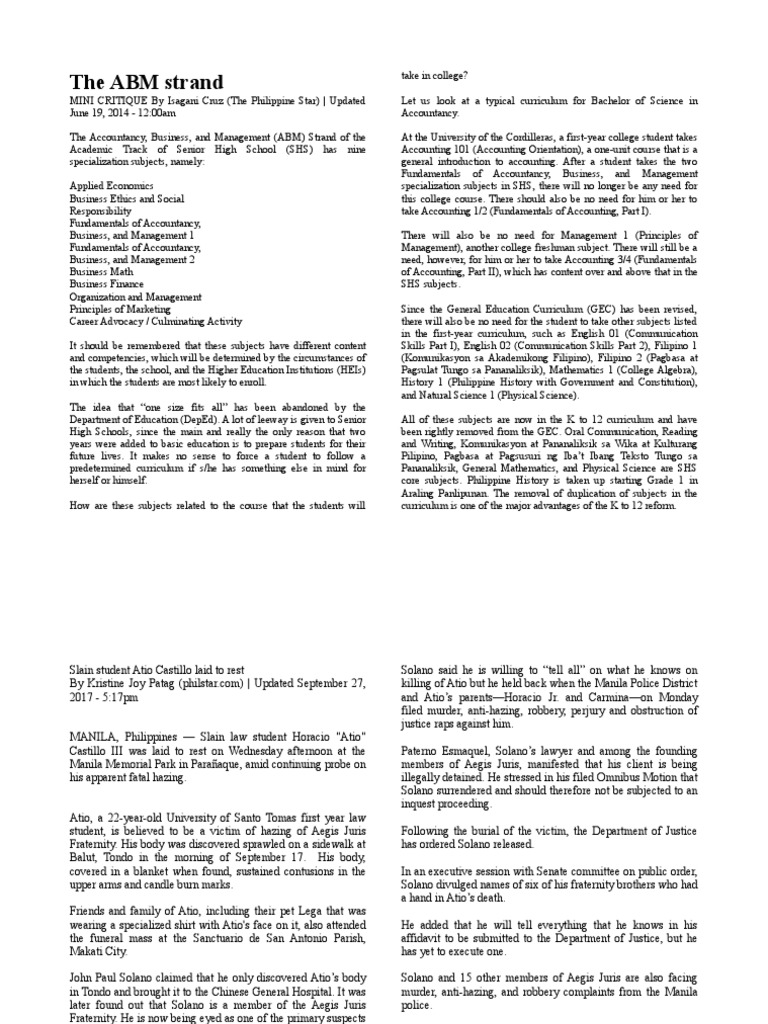 The ABM Strand | PDF | Curriculum | Science