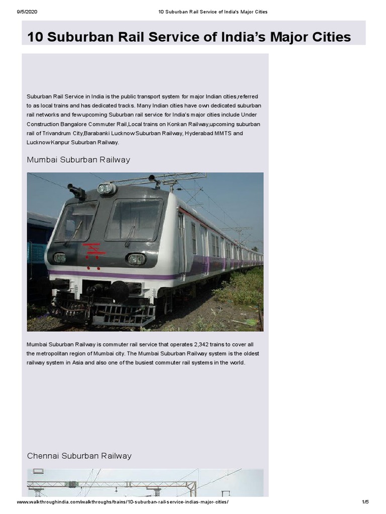 04 - Sub Urban Rail System in India | PDF | Rail Transport | Train
