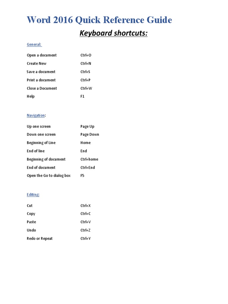 Word 2016 Quick Reference Guide | PDF | Language Arts & Discipline